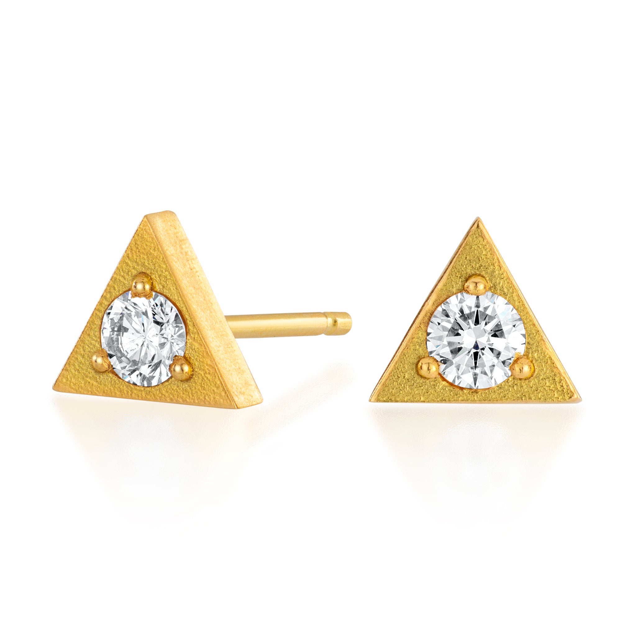 Triangle Stud Earrings in 18ct Gold Large